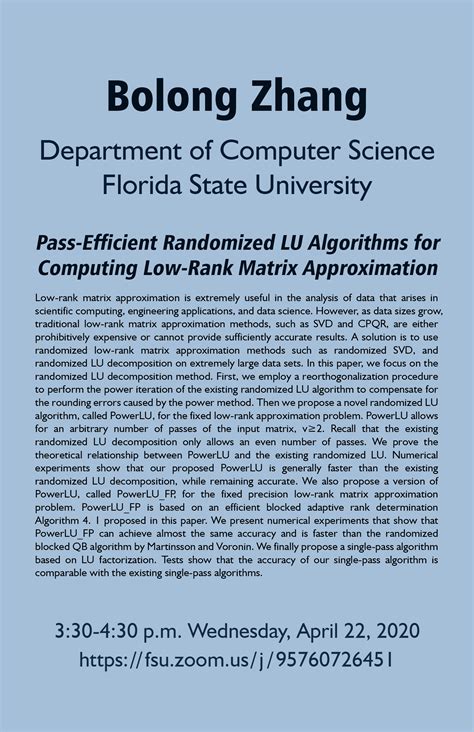 Colloquium With Bolong Zhang Department Of Scientific Computing