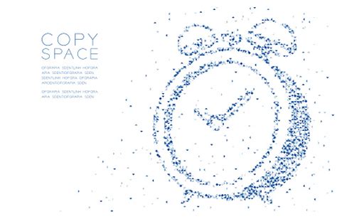 추상적인 기하학적 낮은 다각형 사각형 상자 픽셀 및 삼각형 패턴 3d 알람 시계 모양 디지털 신호 개념 디자인 파란색 그림 복사 공간 벡터 Eps 10 흰색 바탕에 0명에