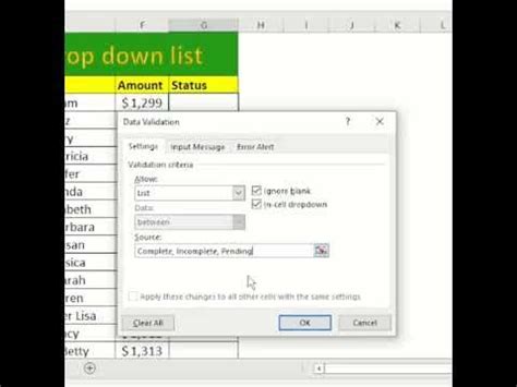 Data Validation Drop Down List In MS EXCEL