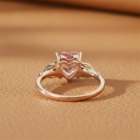 Antique Heart Shaped Pink Sapphire Engagement Ring Moissanite Cluster