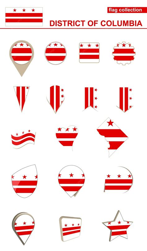 Premium Vector District Of Columbia Flag Collection Big Set For Design