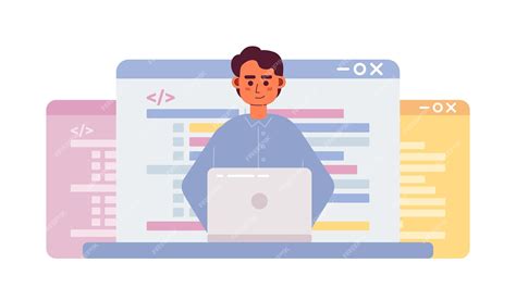 Premium Vector Coding Career Flat Concept Vector Spot Illustration