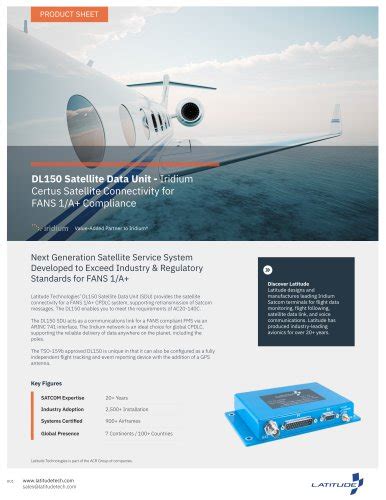 Dl150™ Satellite Data Unit Product Sheet Latitude Technologies