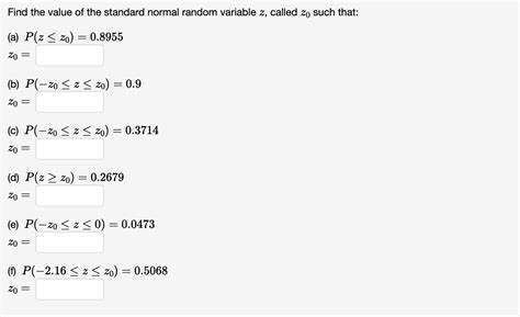 find the value of the standard normal random variable