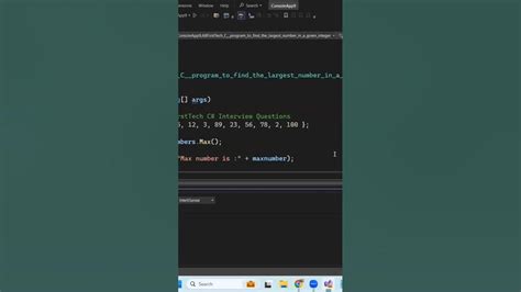 c program to find largest number in an array youtube