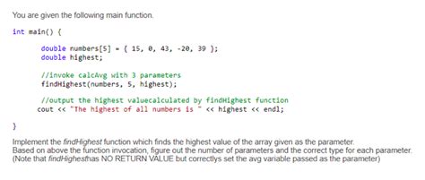 Solved You Are Given The Following Main Function Int Main