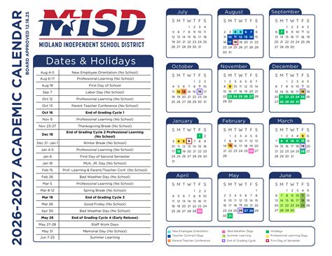 Midland Isd 26 27 Calendar [pdf] Revised Educounty