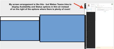 Webex Bug Availability Or Status Menus Not Accessible On Monitor That Is Offset To Monitor On