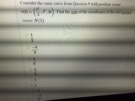 Solved Consider The Curve With Position Vector R T The Chegg