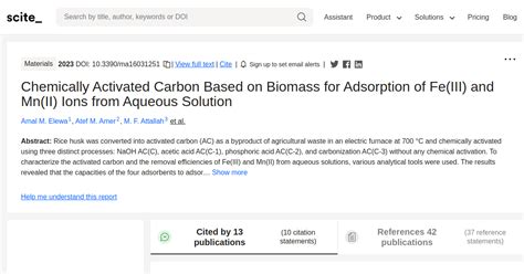 Chemically Activated Carbon Based On Biomass For Adsorption Of Feiii
