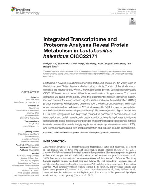 Pdf Integrated Transcriptome And Proteome Analyses Reveal Protein