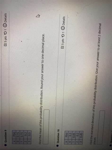 Solved Question 9 5 Pts 1 Details X 1 2 3 Px 015 015 02
