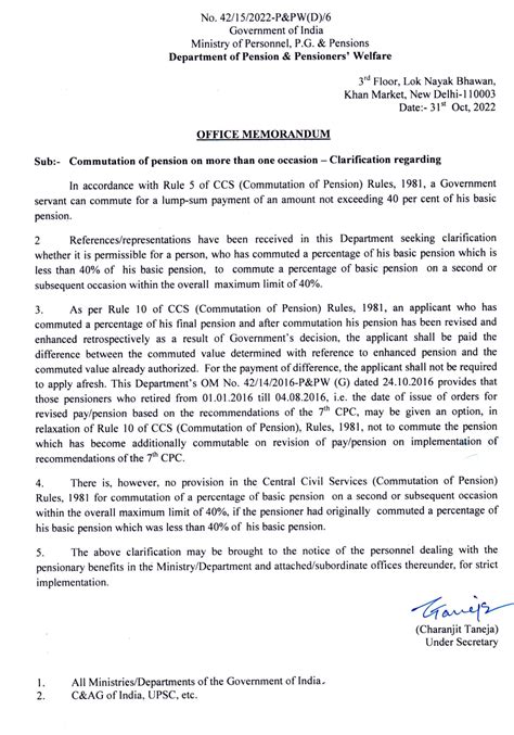 Commutation Of Pension On More Than One Occasion Clarification