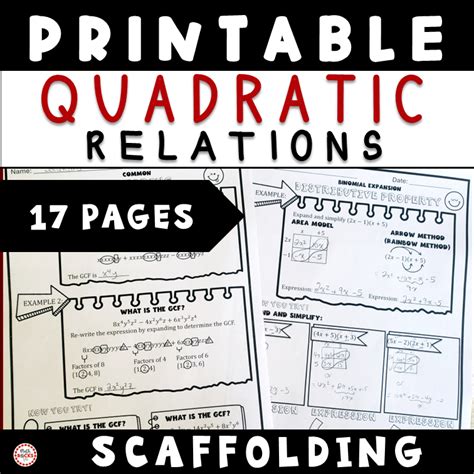 Introduction To Quadratic Functions Scaffolded Doodle Notes Worksheets Algebra 1 Made By Teachers