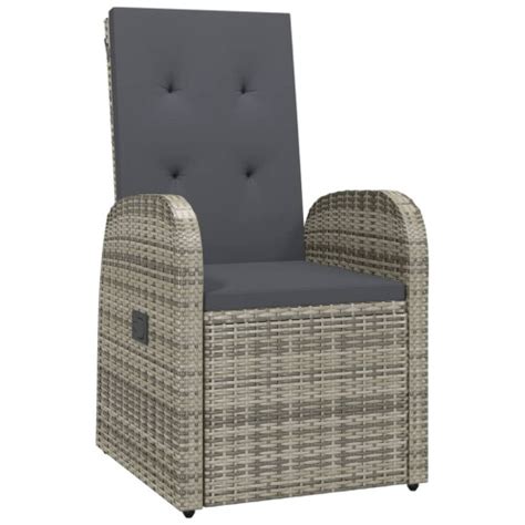 Vidaxl Reclining Garden Chairs With Cushions Armchair 2 Pcs Grey Poly
