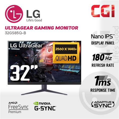 Lg Ultragear Gs Q B Nano Ips Qhd Hdr G Sync Freesync Hz Ms Ergonomic Borderless