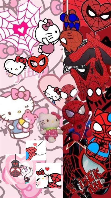 Spider Man And Hello Kitty True Love Wallpaper Pink Wallpaper Hello