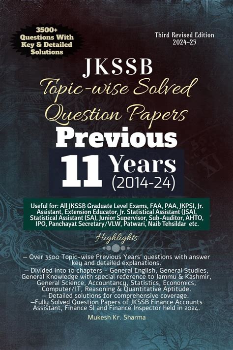 Jkssb Topic Wise Solved Question Papers Previous 9 Years 2014 22