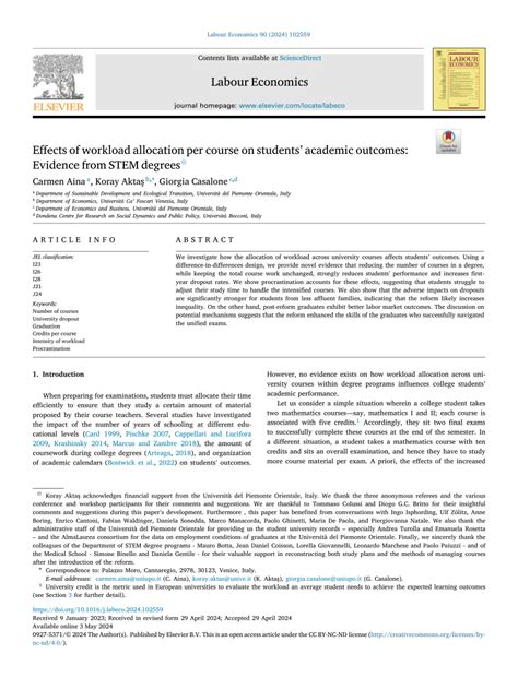 Pdf Effects Of Workload Allocation Per Course On Students Academic