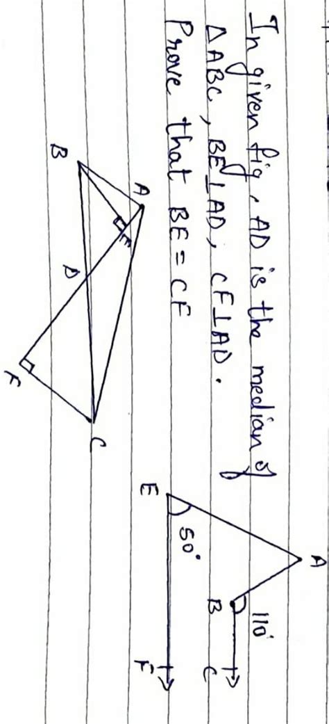 in given fig ad is the median of abc be⊥ad cf⊥ad prove that be cf