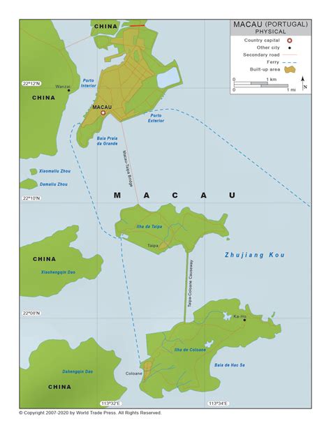 Physical Map Of Macau Stock Map Agency