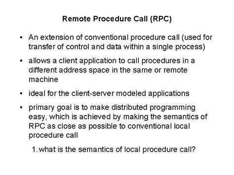 Remote Procedure Call Rpc An Extension Of Conventional