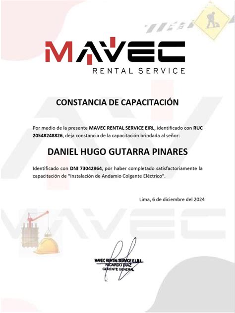 Constancia De Capacitación Andamios Pdf