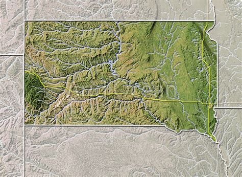 South Dakota Shaded Relief Map