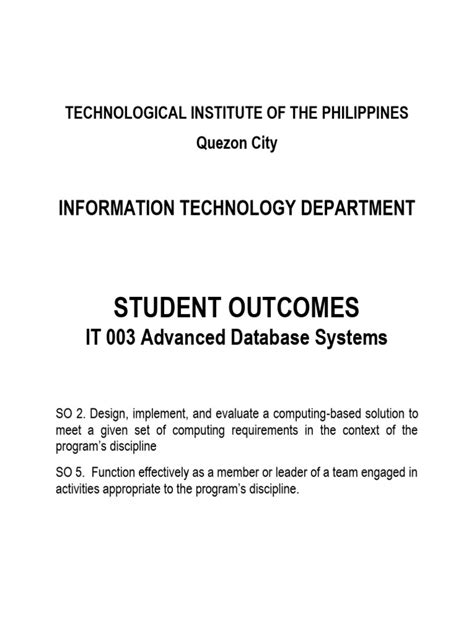 It 003 Advanced Database Systems Pdf System Data