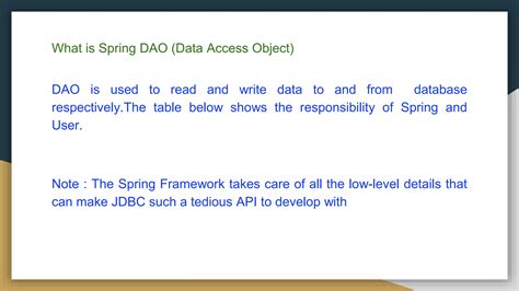 Spring Framework Dao Pptx