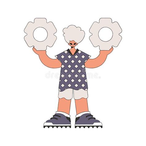 Presentable Guy Holding Gears Stock Illustrations 7 Presentable Guy