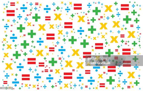 Colorful Math Symbols Pattern On White Background High Res Vector