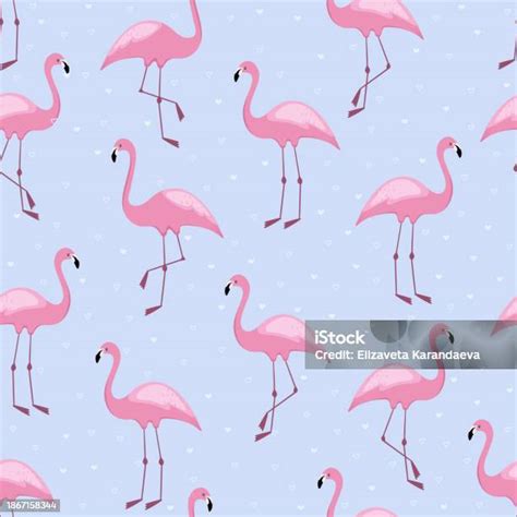 하트가 있는 플라밍고 완벽 한 패턴입니다 직물과 장식을 위한 벡터 배경 디자인 귀여운에 대한 스톡 벡터 아트 및 기타 이미지 귀여운 꽃무늬 낙서 드로잉 Istock