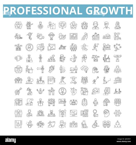 Professional growth icons, line symbols, web signs, vector set, isolated illustration Stock ...