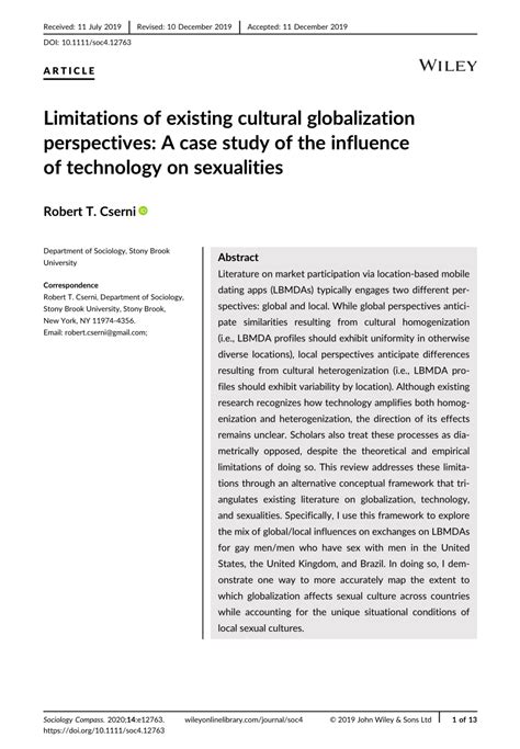 Limitations Of Existing Cultural Globalization Perspectives A Case Study Of The Influence Of