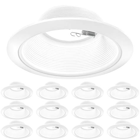 Sunco 12 Pack 6 Inch Ceiling Can Light Trim Step Baffle With