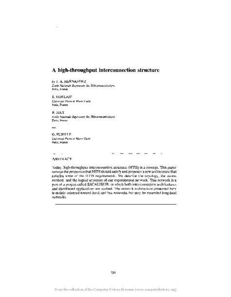 Pdf A High Throughput Interconnection Structure