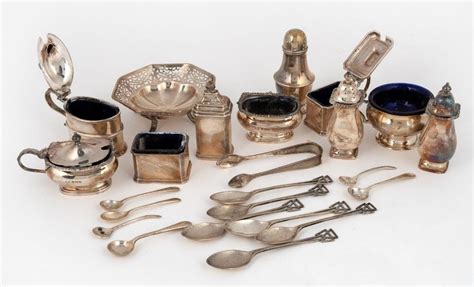 Assorted 20th Century Sterling Silver Condiment Set 515g Total Condiment And Cruet Sets Silver