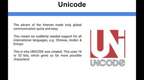 Data Representation Unicode Youtube
