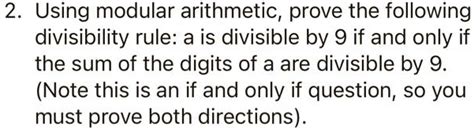 Solved 2 Using Modular Arithmetic Prove The Following Divisibility
