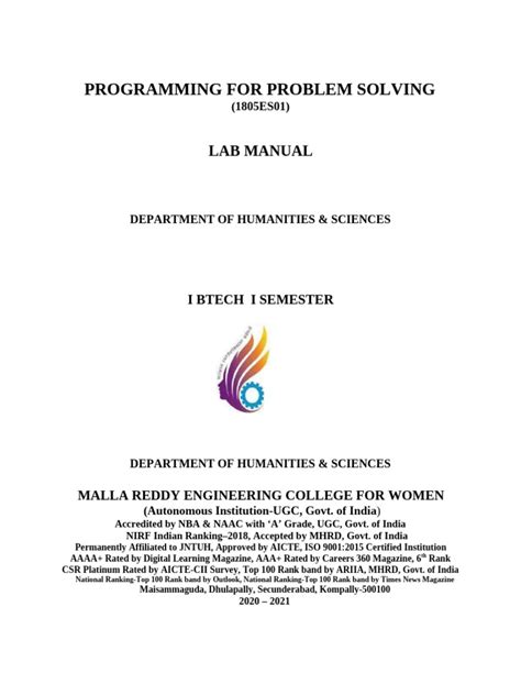 Pps Lab Manual Pdf Pointer Computer Programming Matrix Mathematics