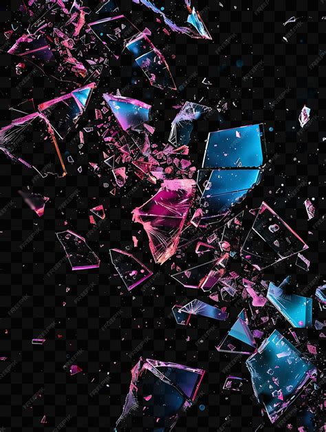 Shattered Tile Fragments With Sharp And Jagged Edges With So Glowing