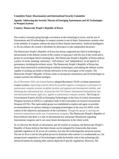 Position Paper Dprk Pdf Artificial Intelligence Intelligence