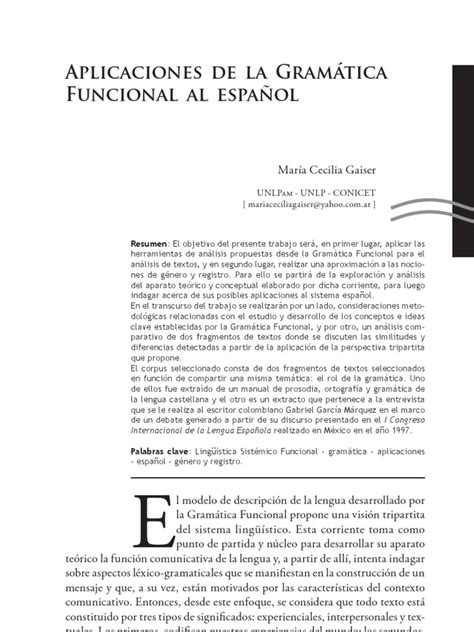 Aplicaciones De La Gramática Funcional Al Español Verbo Semiótica