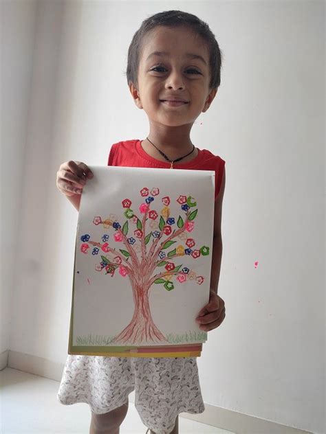 Lady Finger Printing Tree Activity Lady Fingers Vegetable Painting