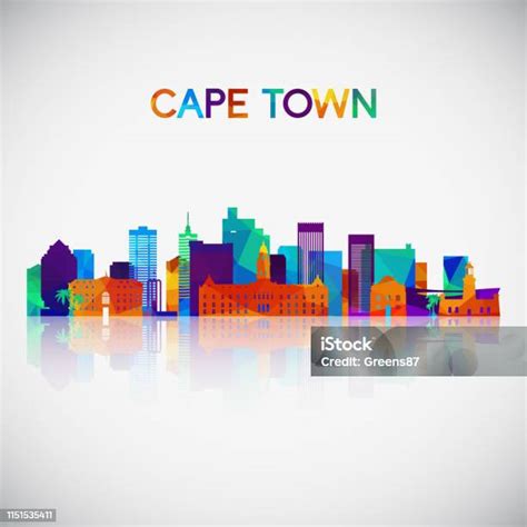 화려한 기하학적 스타일의 케이프 타운 스카이 라인 실루엣 디자인에 대 한 기호입니다 벡터 일러스트입니다 남아프리카공화국에 대한 스톡 벡터 아트 및 기타 이미지 Istock