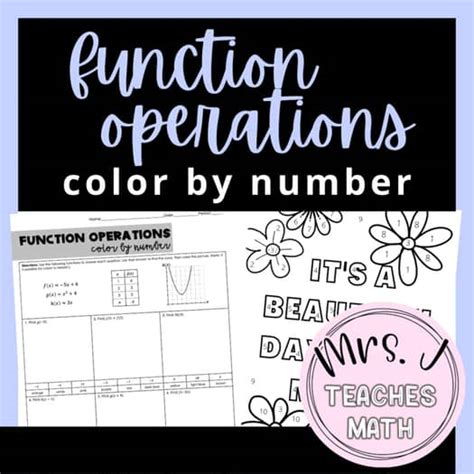 Evaluating Functions And Operations Of Functions Color By Number Worksheet