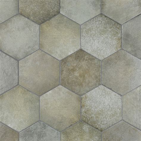 Merola Tile Sample Heritage Hex Jungle 7 In X 8 In Porcelain Floor