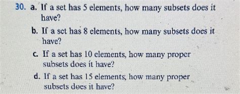 Solved A ﻿if A Set Has 5 ﻿elements How Many Subsets Does