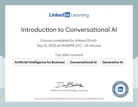 Antara Ghosh On Linkedin Certificate Of Completion